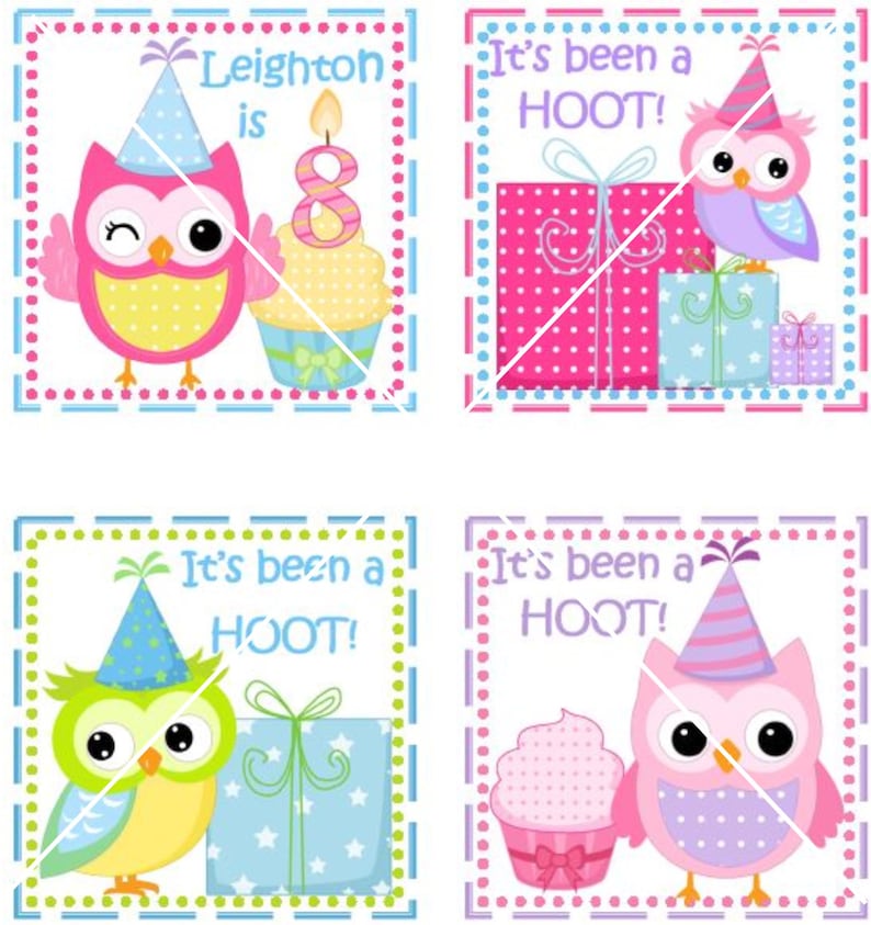 Personalized Owl Birthday Party Treat Favor Gift Bags Mini - Etsy