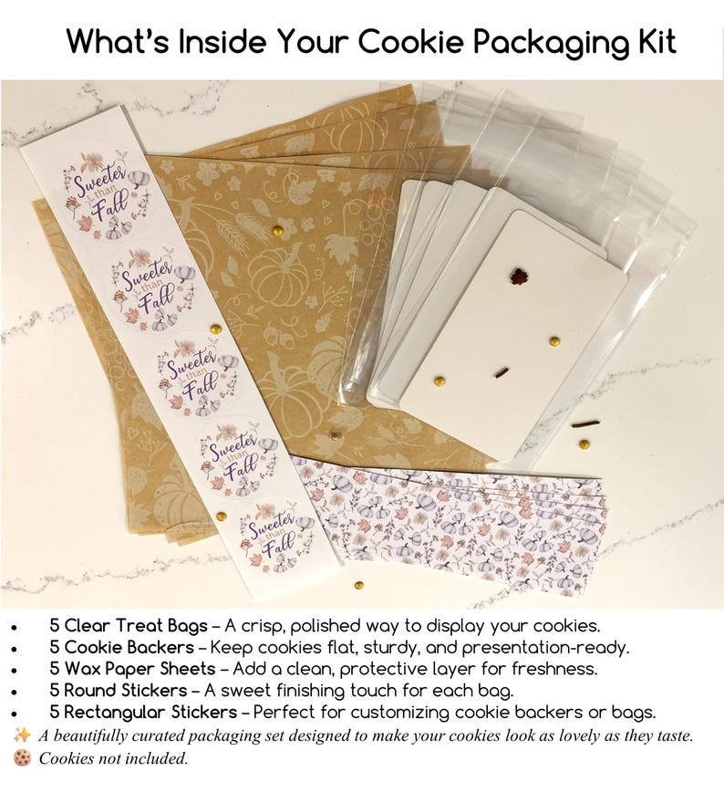 Cookie Packaging Kit Autumn Fall Pumpkins Maple Leaves Treats Party ...