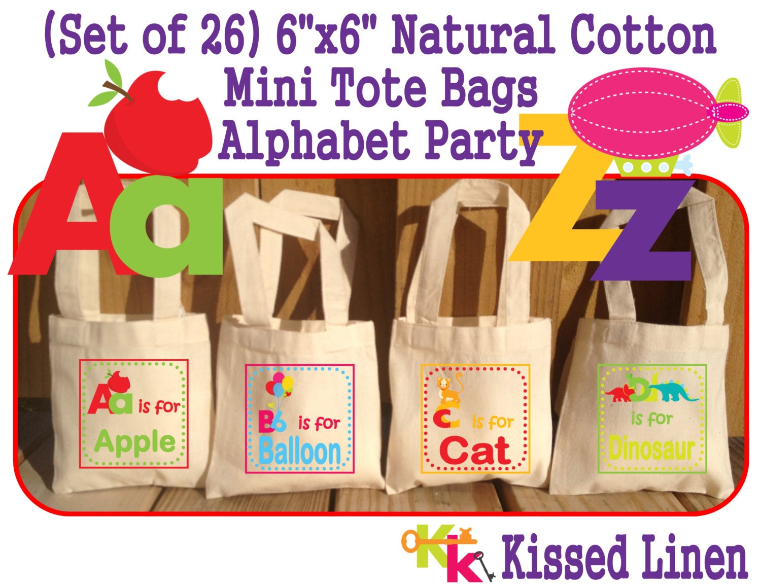 Alphabet Letters Words Birthday Party Treat Favor Gift Bags | Etsy