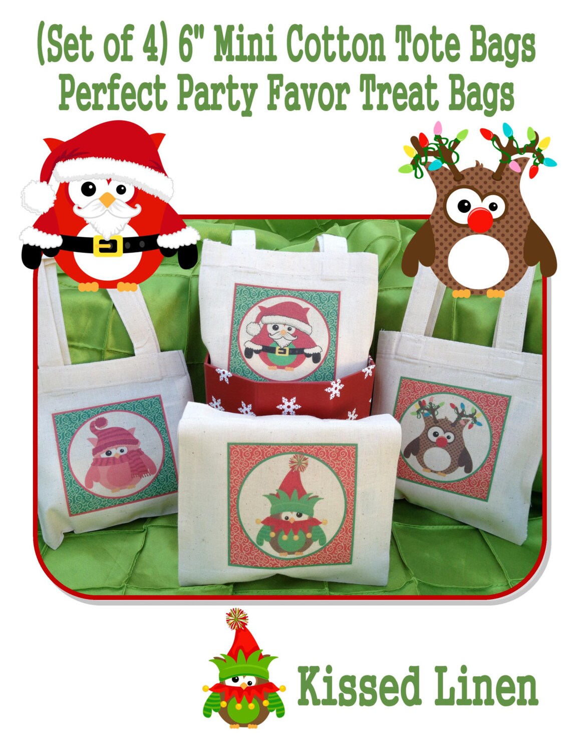 Christmas Santa Reindeer Elf Snowy Owls Treat Favor Small Gift - Etsy