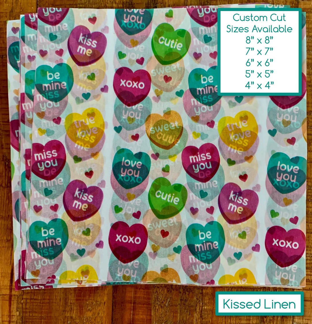 Valentine Candy Hearts Wax Paper School Student Party (set of 25 Sheets ...