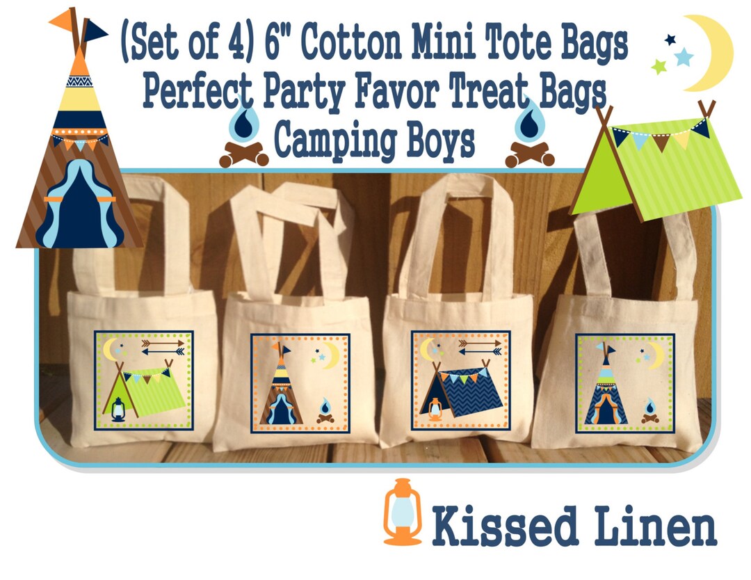 Camping Girls Boys Birthday Party Treat Favor Gift Bags Campout Camper ...