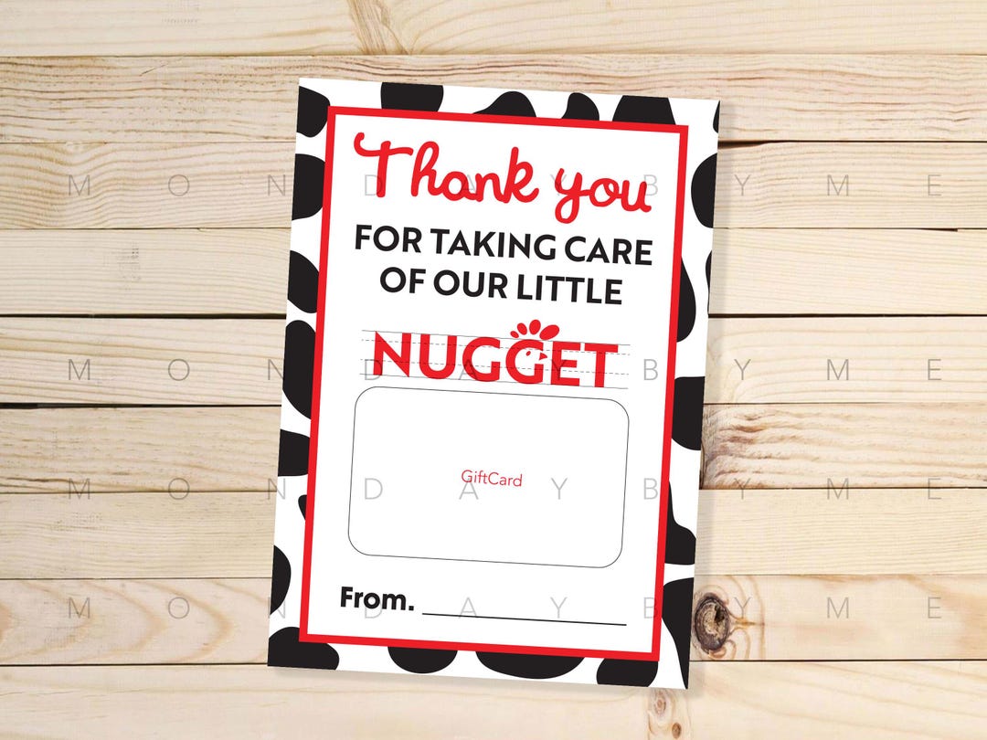 Thank You for Taking Care of Our Little Nugget Gift Card Holder ...