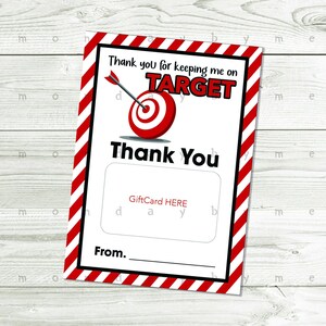 Thank You for Keeping Me on TARGET Gift Card Holder | Printable ...