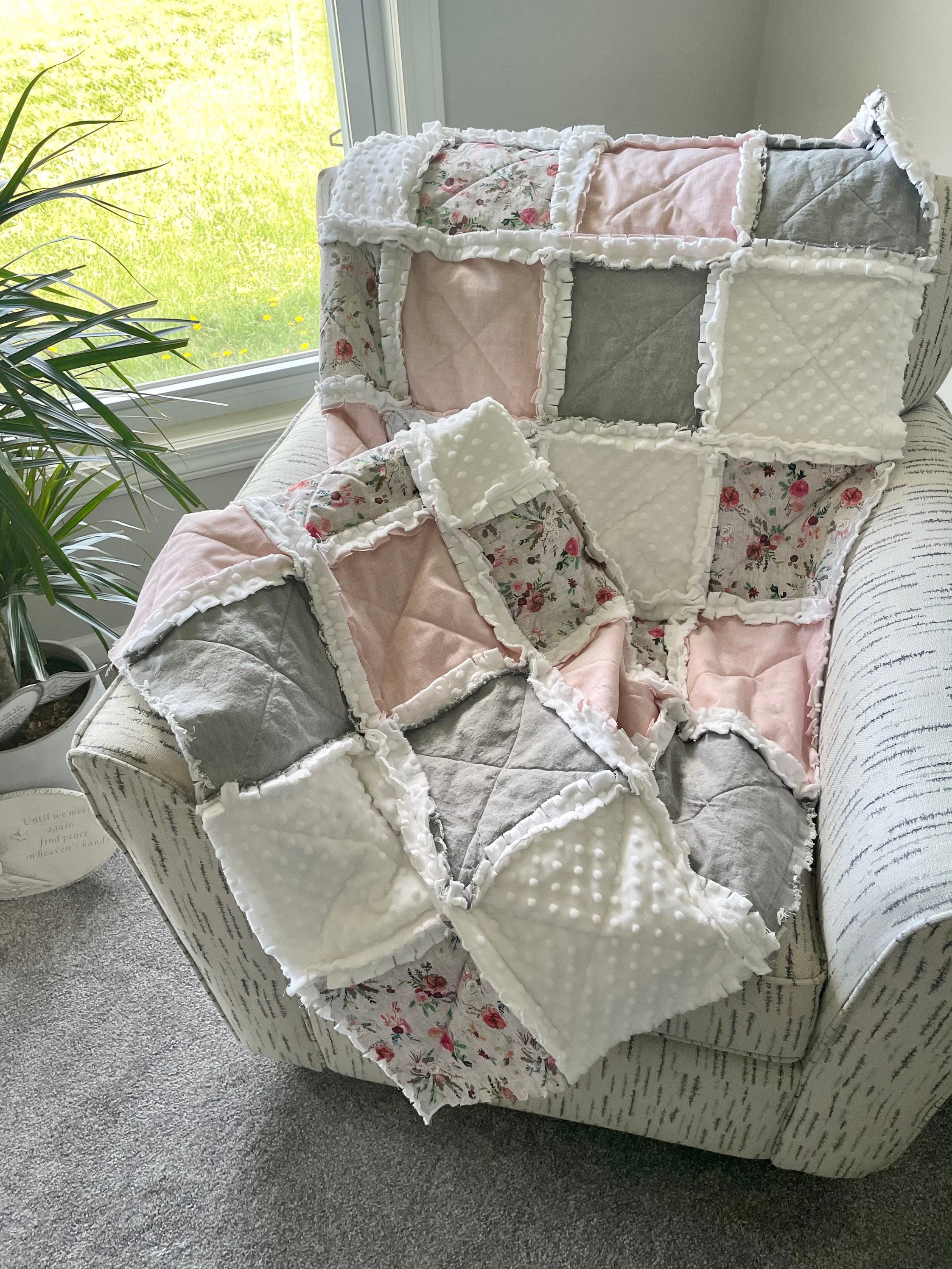 Linen Floral Rag Quilt rag Quilt modern Rag Quilt - Etsy Canada