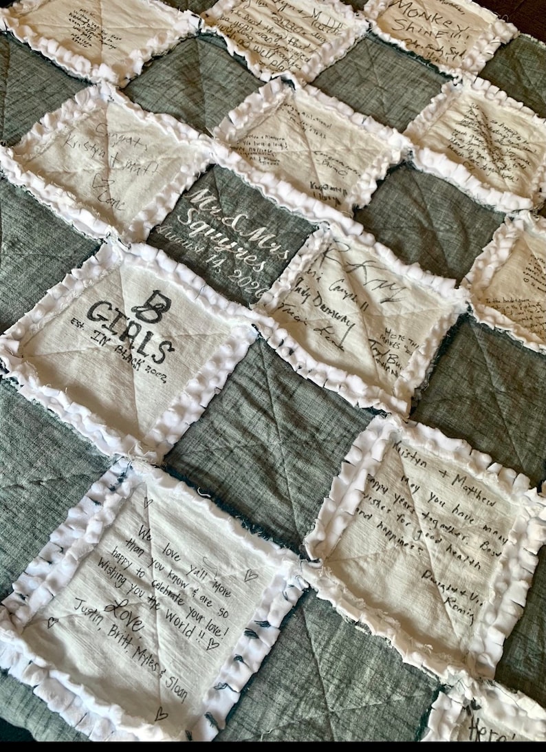 Modern Rag Quilt-personalized Rag Quilt-linen Rag Quilt | Etsy Canada