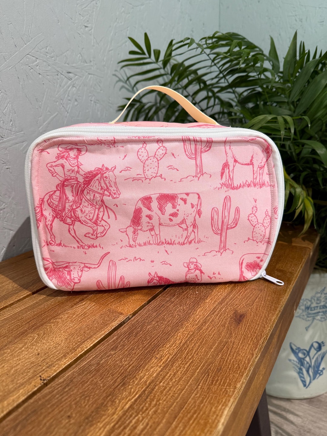 Handmade Vintage Cowgirl Lunch Box: Western Fabric, Waterproof Interior ...
