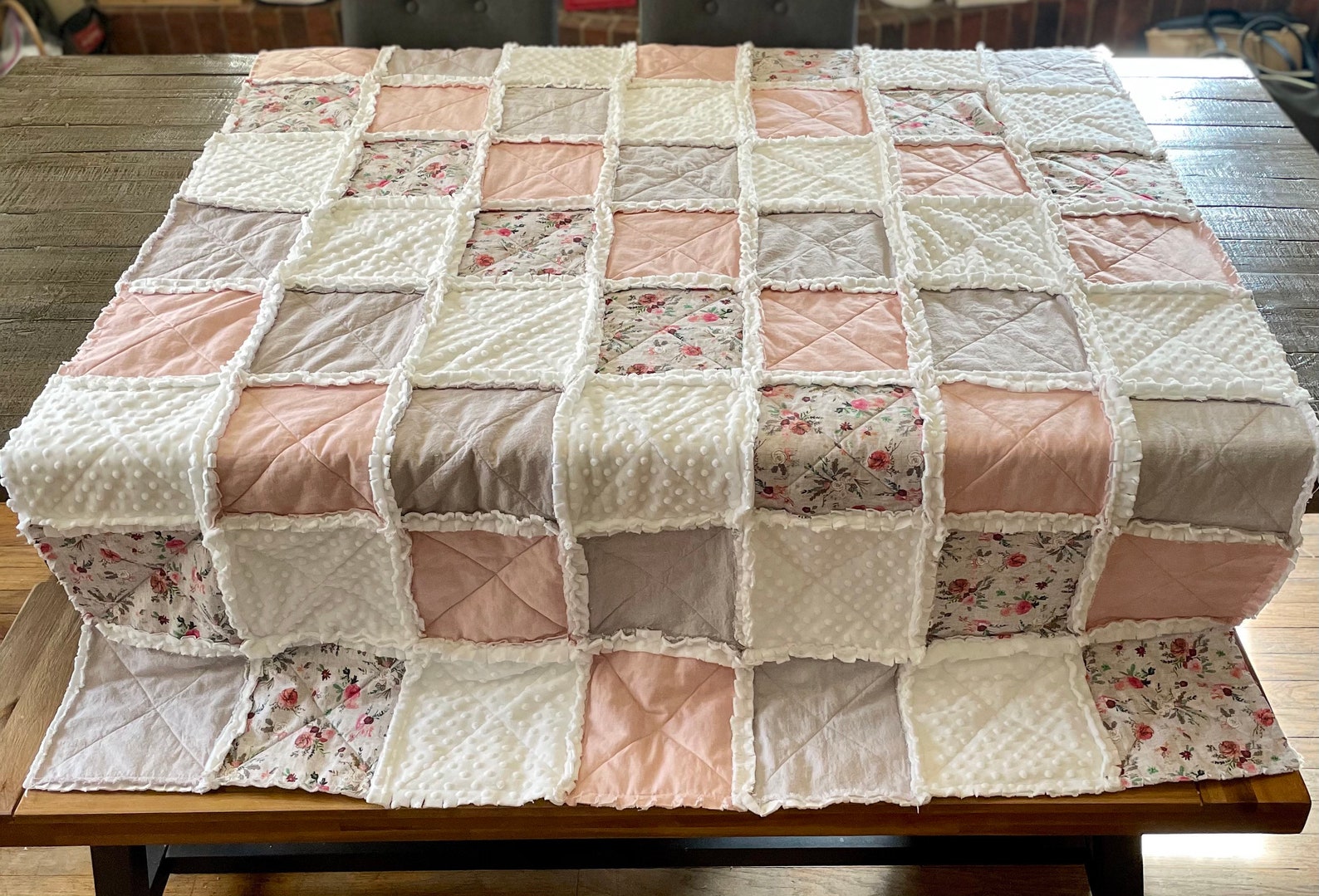 Linen Floral Rag Quilt rag Quilt modern Rag Quilt - Etsy Canada