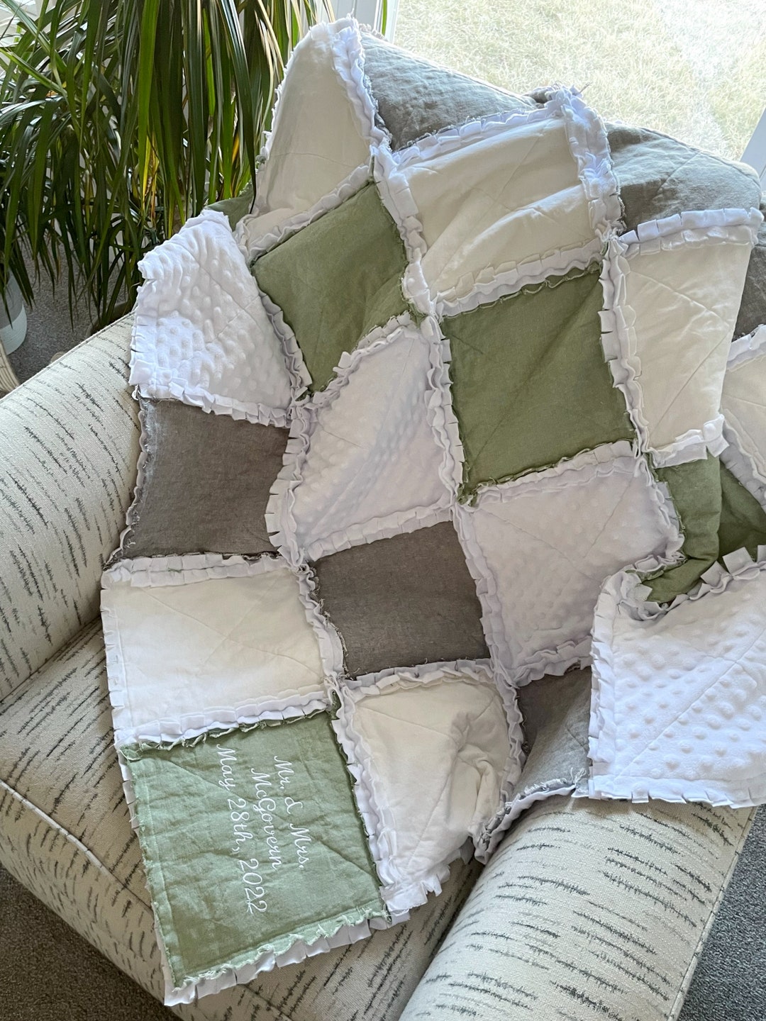 Personalized Rag Quilt wedding Quilt-linen Rag Quilt-rag Quilt - Etsy