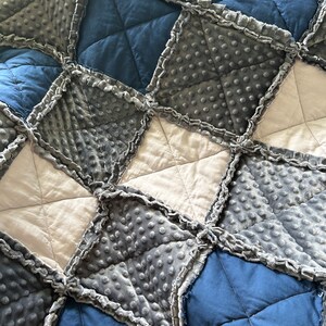 Handmade to Order Modern Rag Quilt in Blues and Grays - Etsy