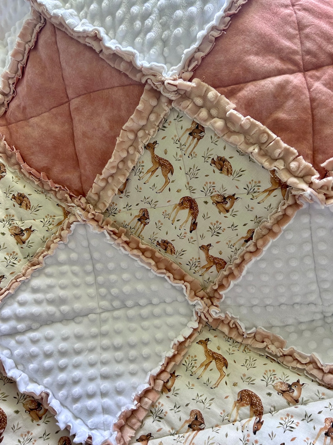Handmade to Order Fawn Quilt in Pink and White Tones - Etsy