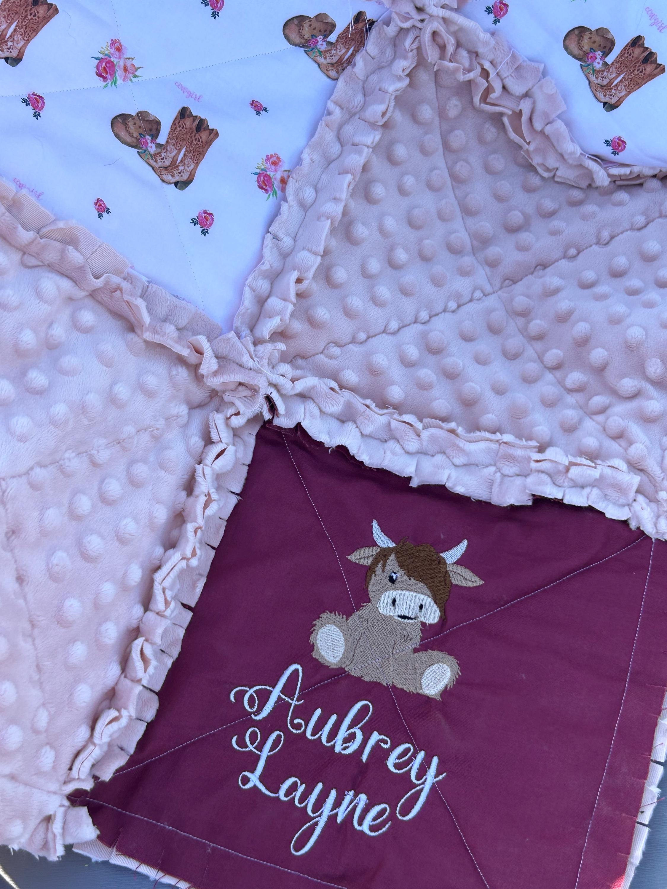 Handmade to Order Highland Cow Floral Rag Quilt - Etsy