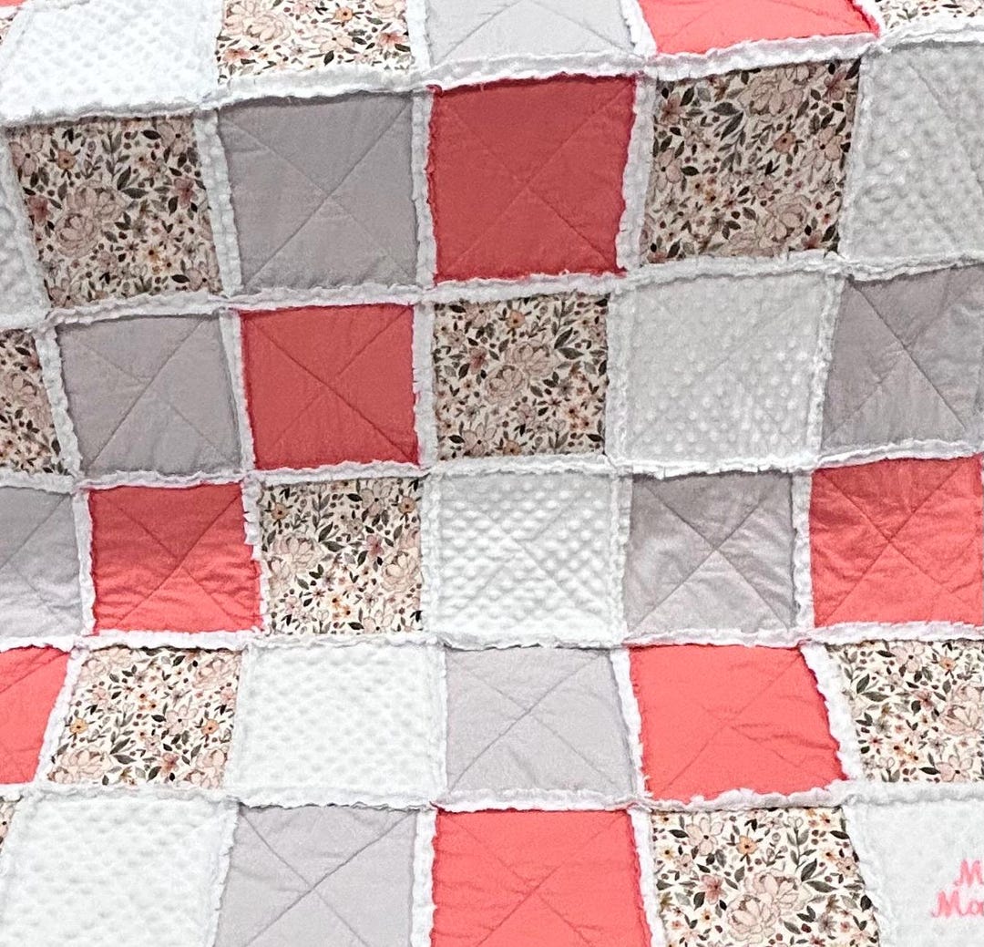 Linen Floral Rag Quilt rag Quilt modern Rag Quilt - Etsy