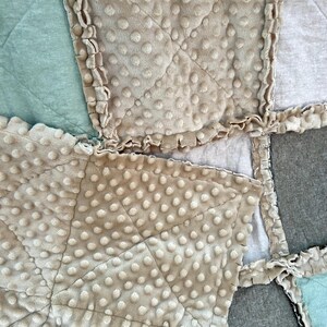 Modern Rag Quilt-personalized Rag Quilt-linen Rag Quilt-tans and Greens ...