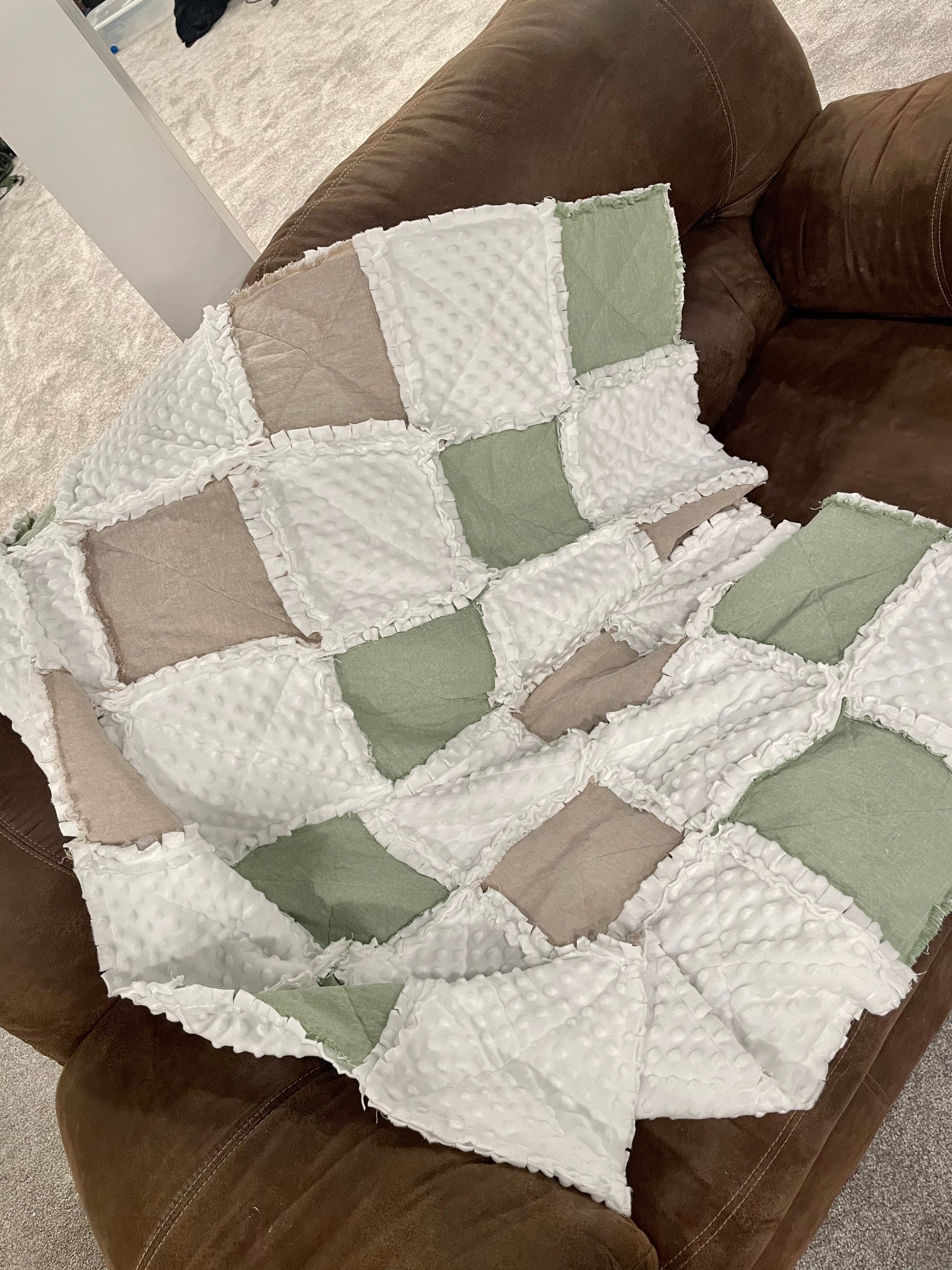 Linen rag quilt | Etsy