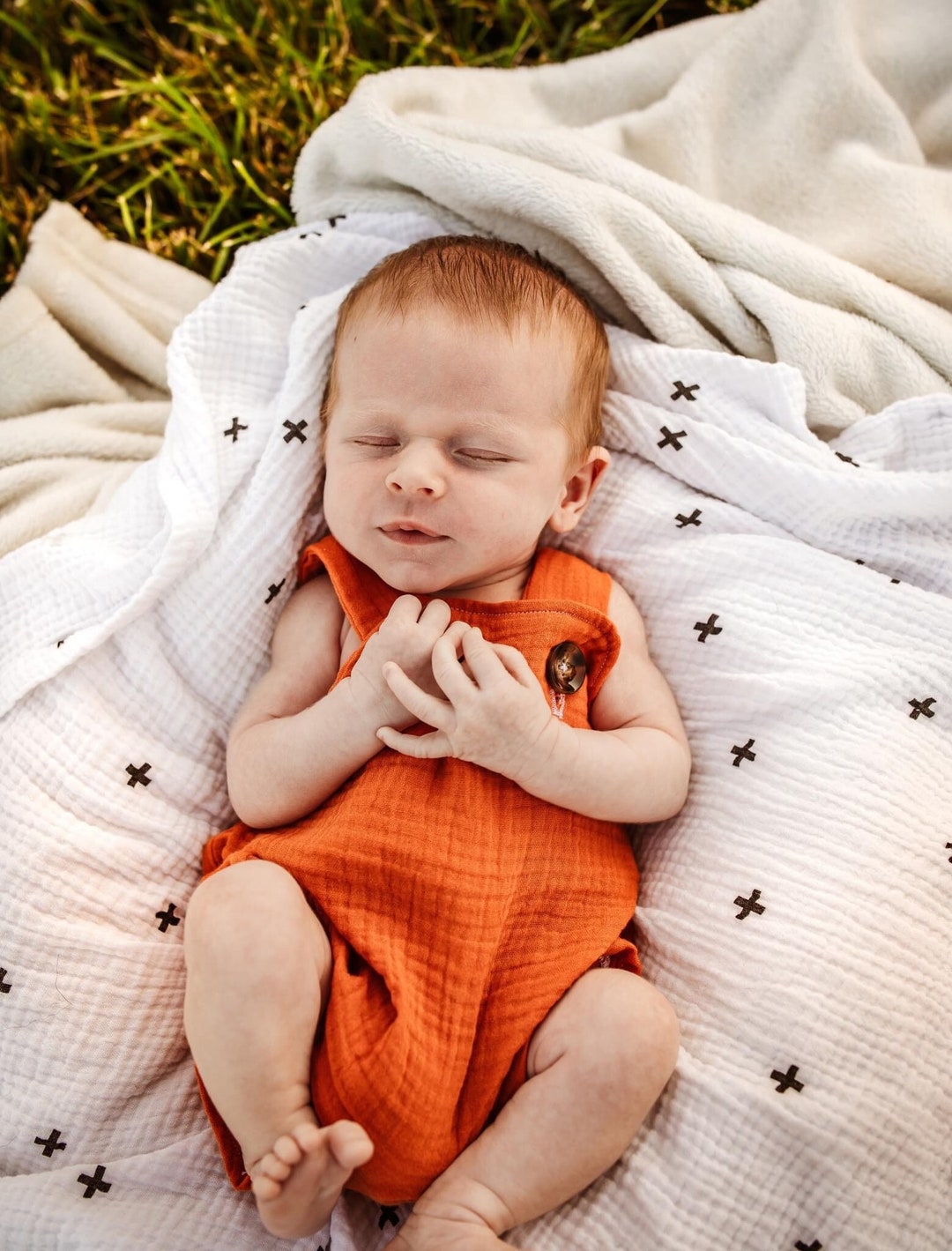 Rust Double Gauze Romper-baby Romper-rust Baby Overalls Romper - Etsy