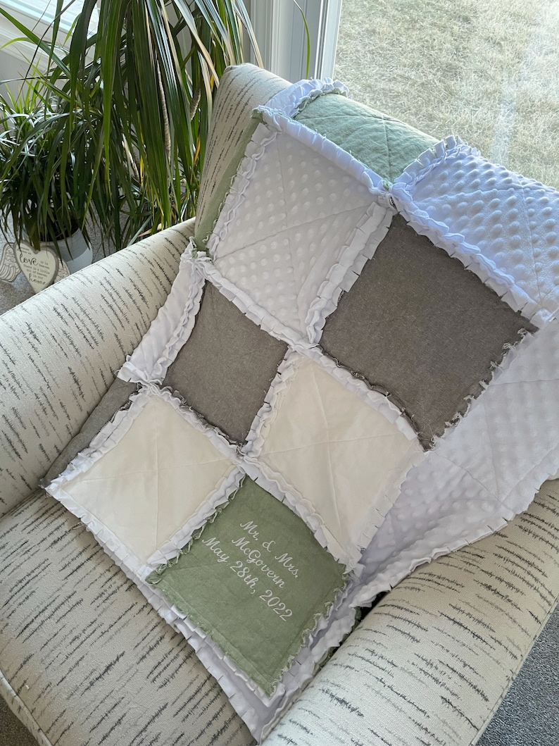 Personalized Rag Quilt wedding Quilt-linen Rag Quilt-rag - Etsy