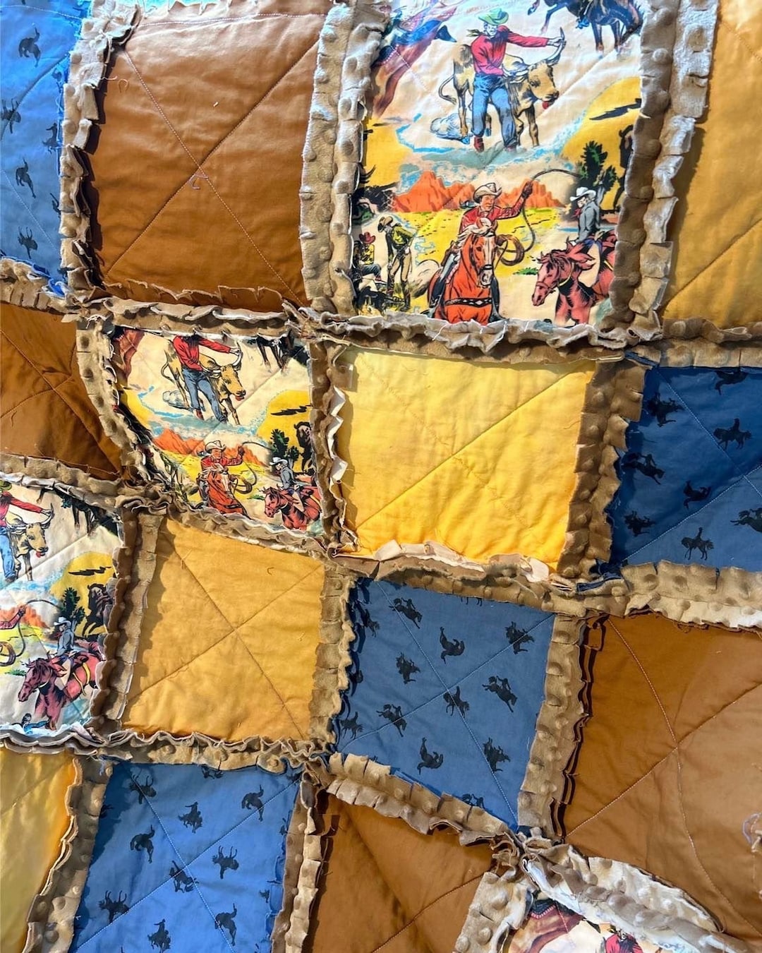 Cowboy Rag Quilt-personalized Cowboy Rag Quilt minky Rag Quilt boy Rag ...