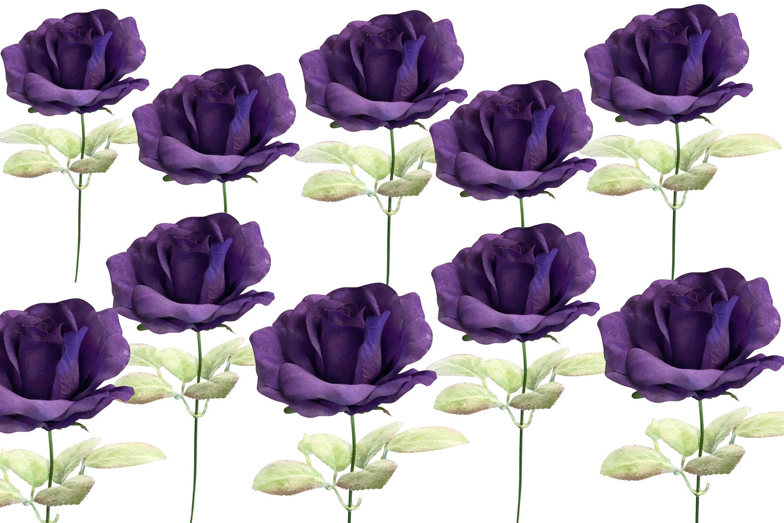 10 Purple Rose Stems Silk Flower Wedding/reception Table - Etsy