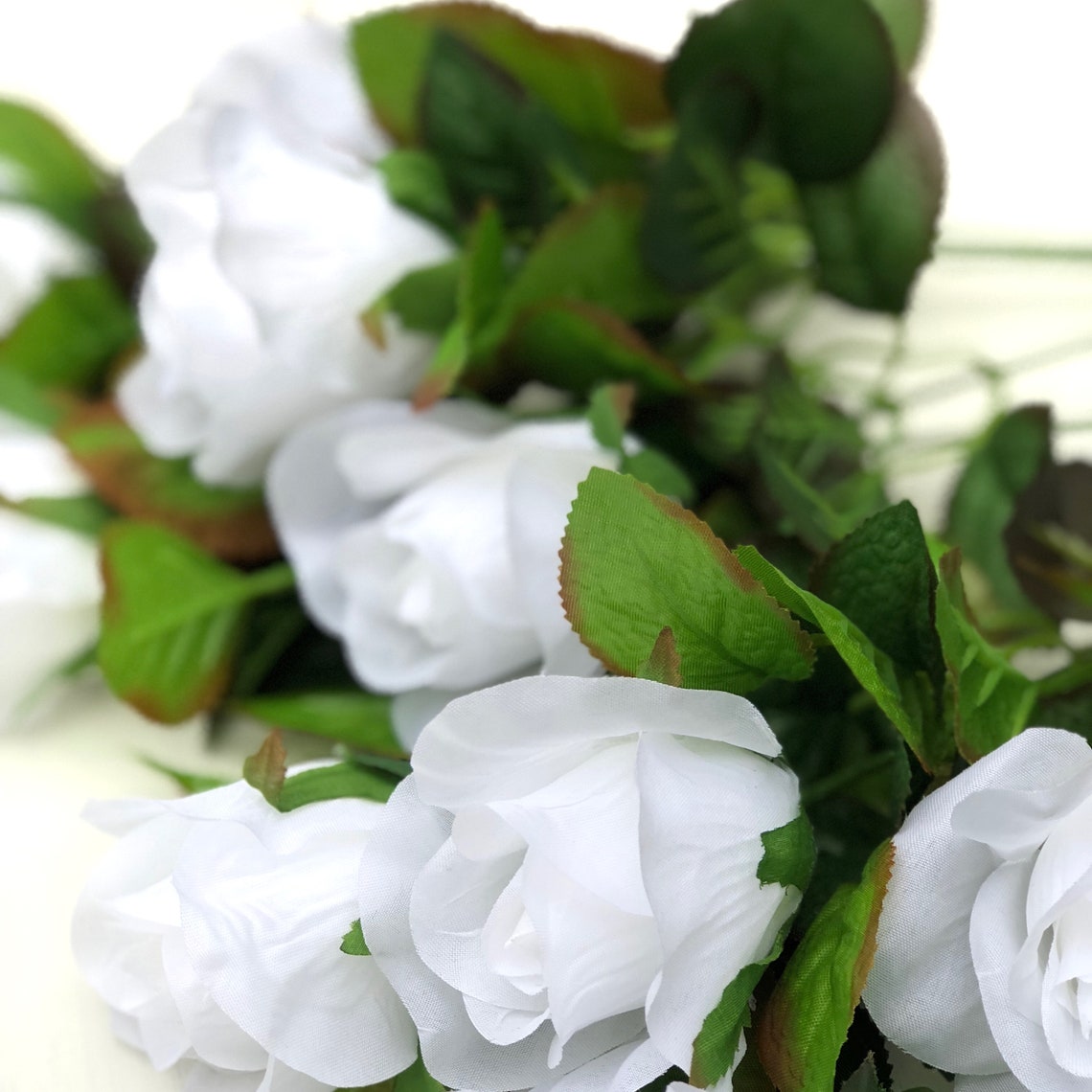 White Roses One Dozen Fake Flower Stems for Wedding Romance I - Etsy