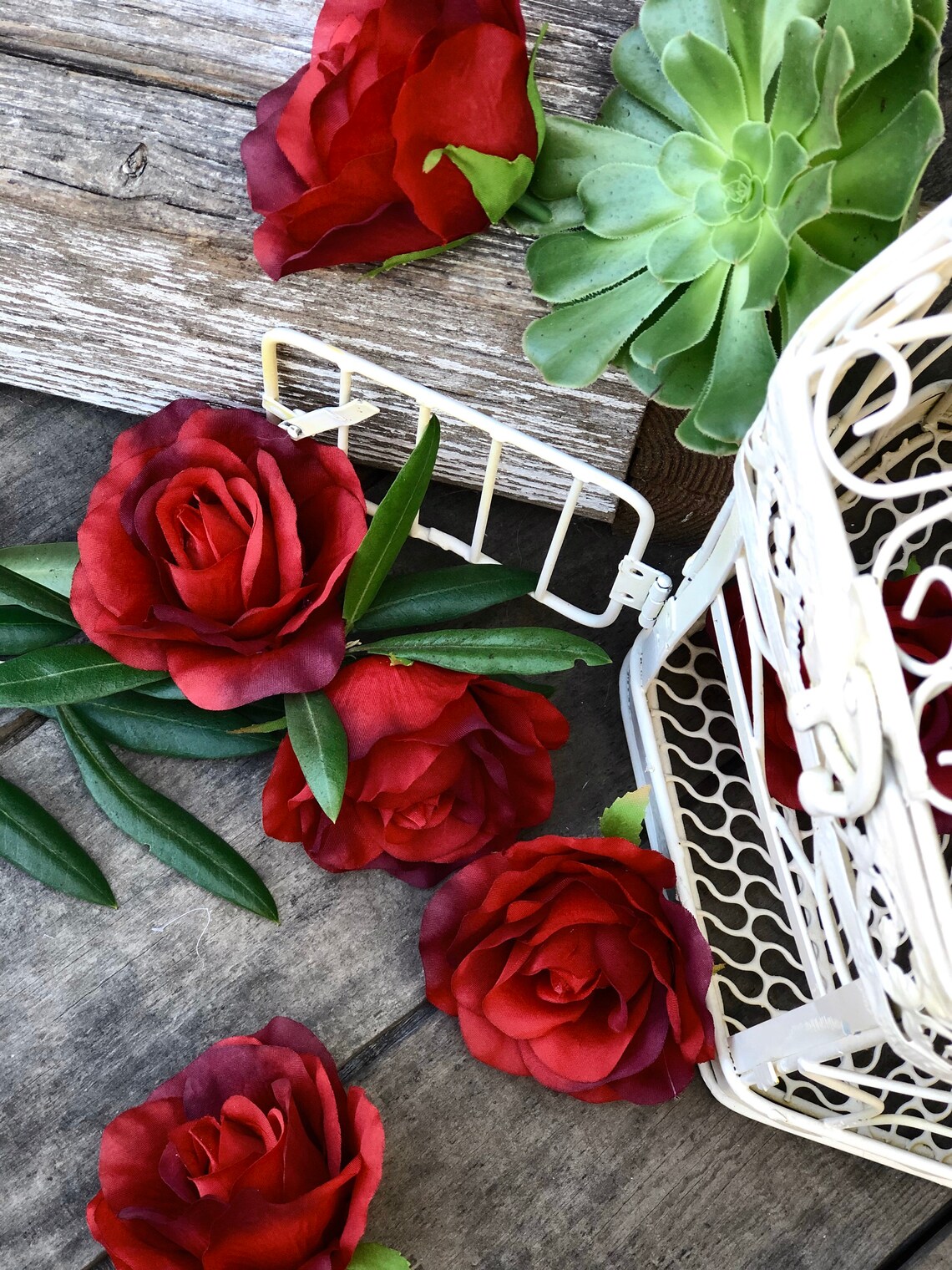 10 Red Rose Heads Silk Flower Wedding/reception Table - Etsy