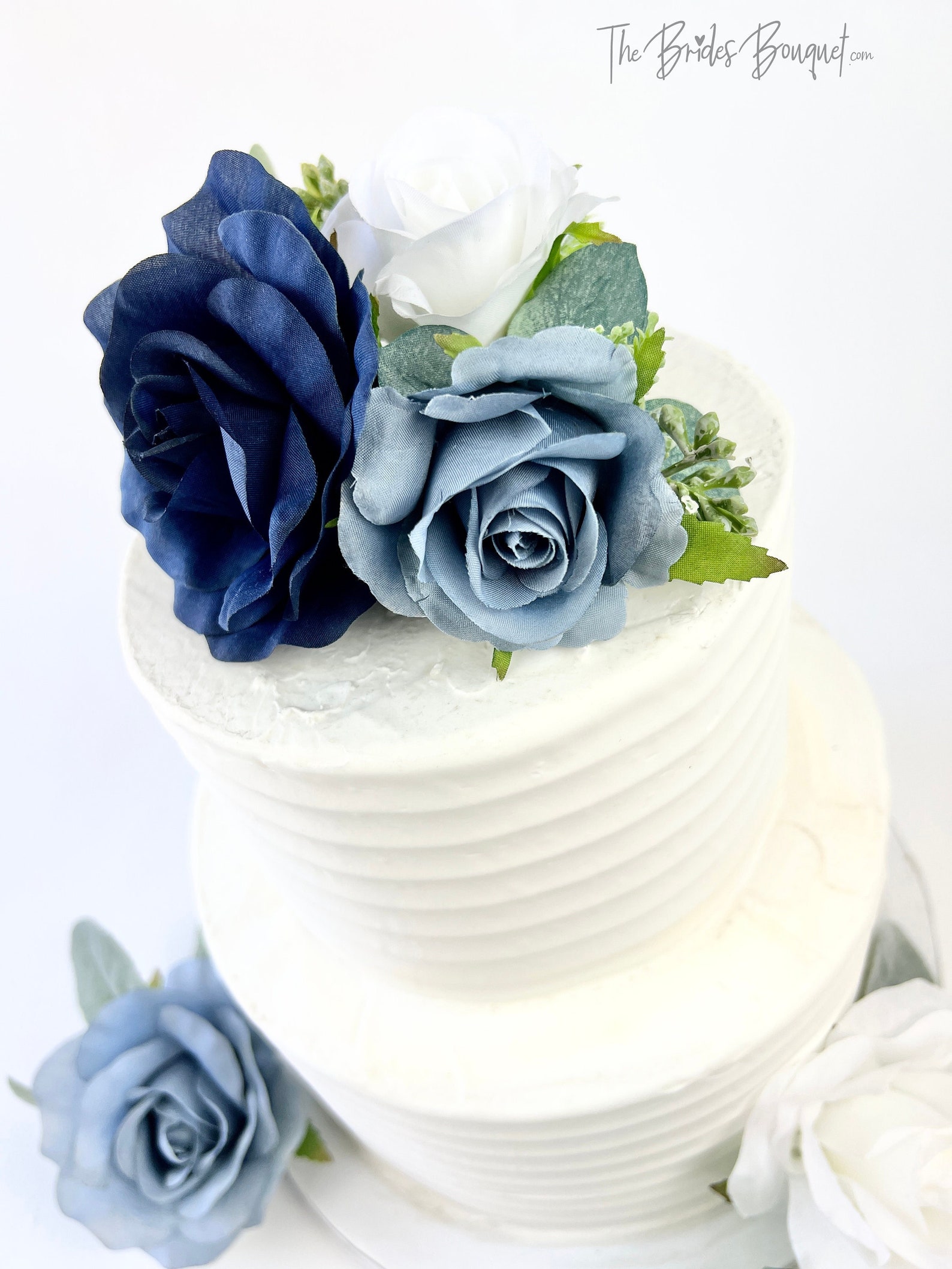 Dusty Blue Navy Blue Wedding Cake Flowers Wedding Cake - Etsy UK