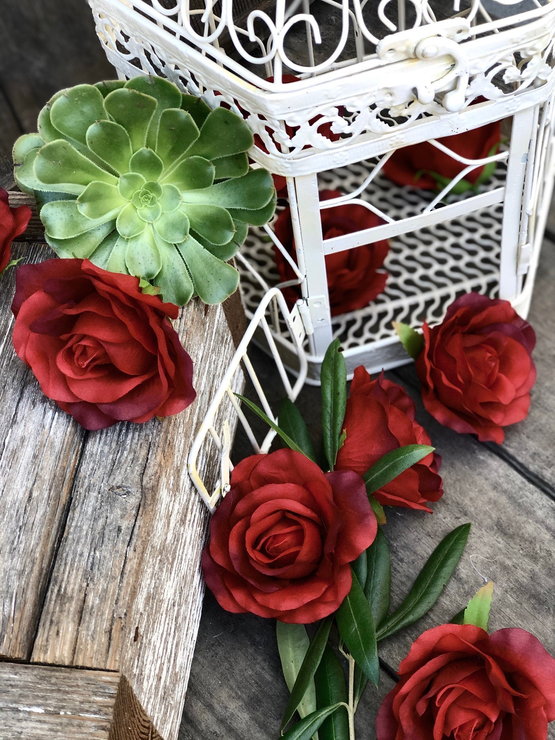 10 Red Rose Heads Silk Flower Wedding/reception Table - Etsy