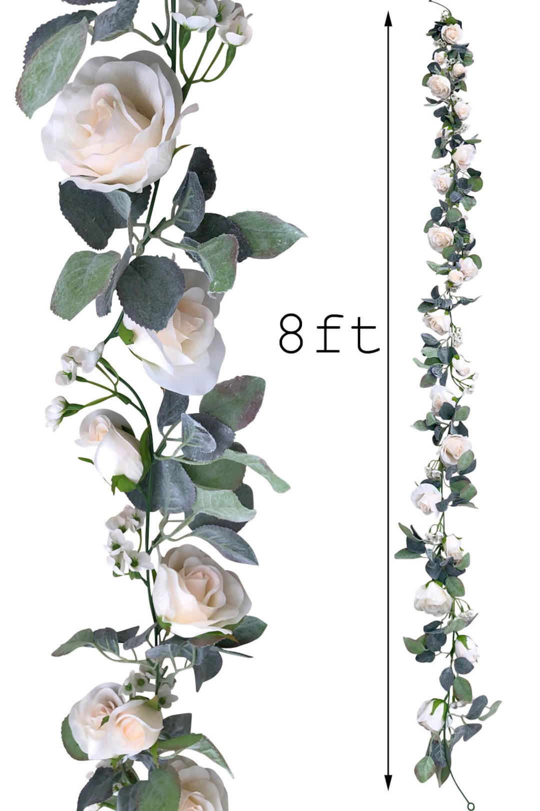 Ivory Blush Flower Garland With Sage Greenery | Nursery Decor | 8 Ft ...