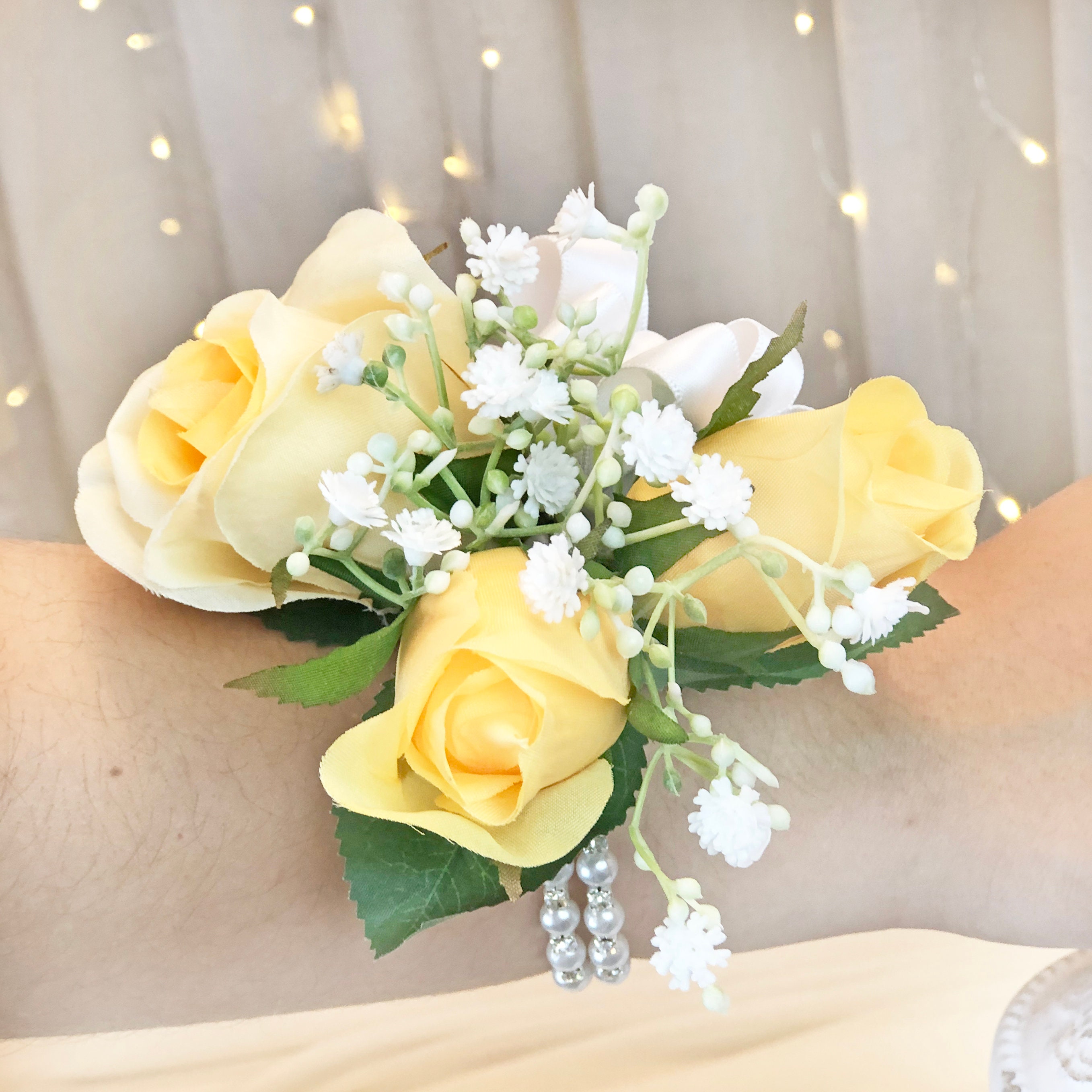Butter Yellow Rose Corsage: Wedding Accessory With Babies Breath - Etsy