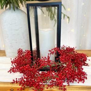 Red Berry Christmas Garland for Mantel | Farmhouse Christmas Decor - Etsy