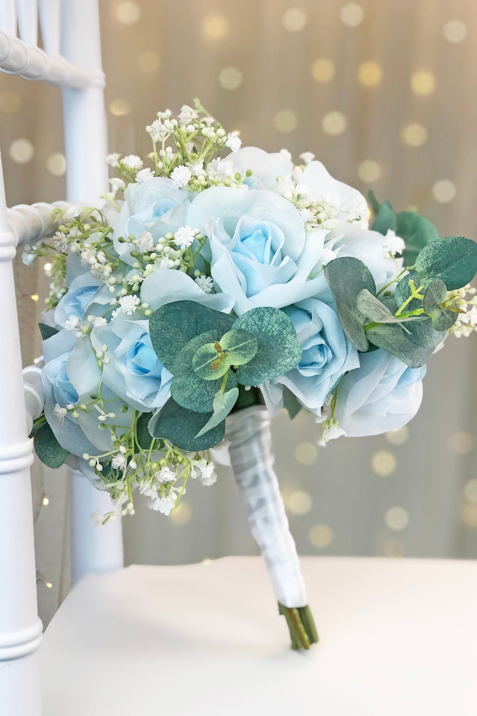 Light Blue Wedding Bouquet Bridesmaid Bouquet Bridal - Etsy