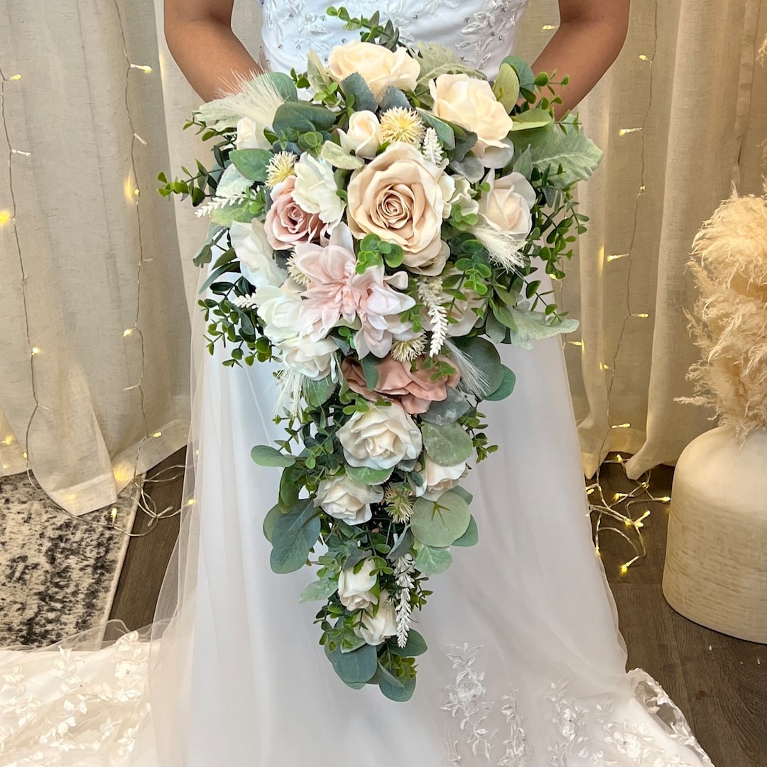 Diy Cascading Bouquet With Feathers