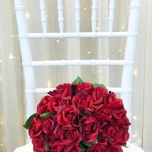 Red Silk Rose Wedding Bouquet Bridesmaid Bouquet 24 Garden | Etsy