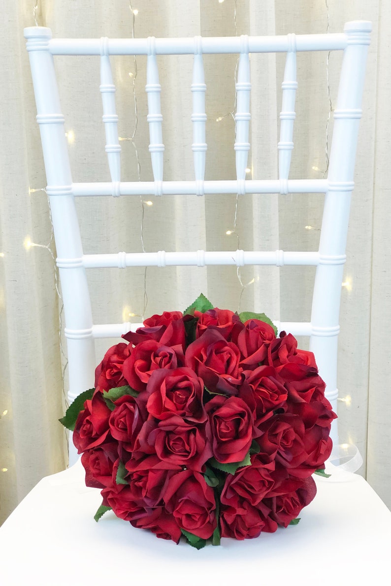 Red Silk Rose Wedding Bouquet Bridesmaid Bouquet 24 Garden | Etsy