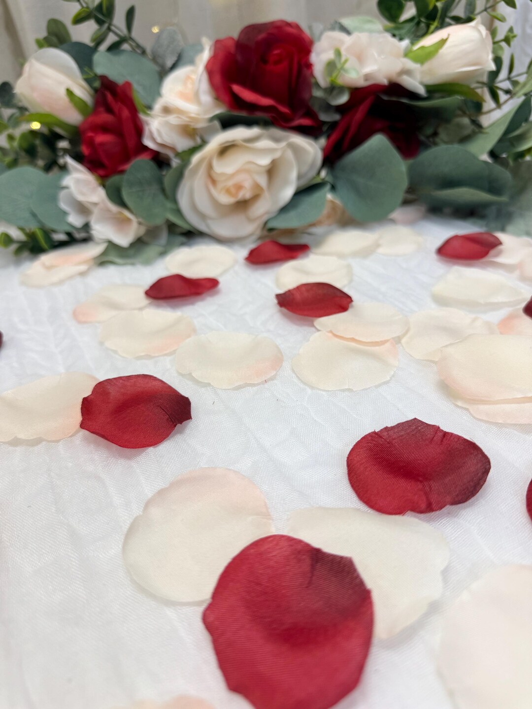 Red and Ivory Faux Rose Petals: Wedding Decor ROME (200 Petals) - Etsy