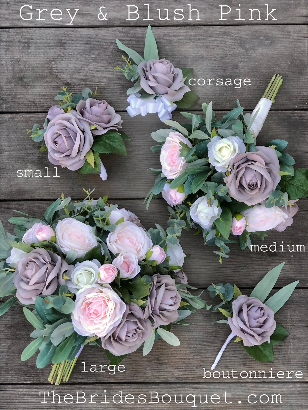 Wedding Bouquet Grey Roses With Sage Green Eucalyptus | Bridal Bouquet ...