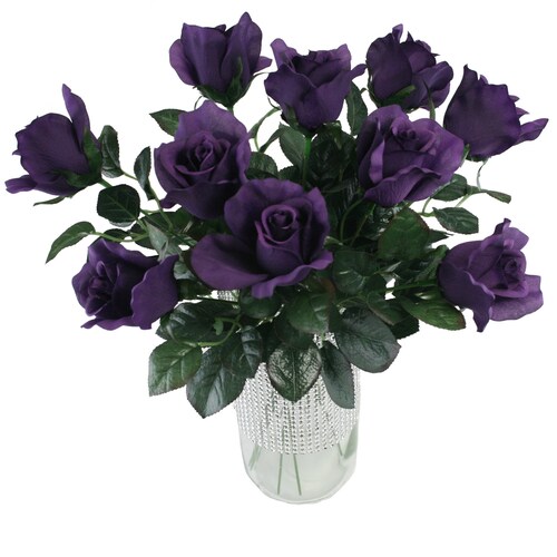 10 Purple Rose Stems Silk Flower Wedding/reception Table - Etsy