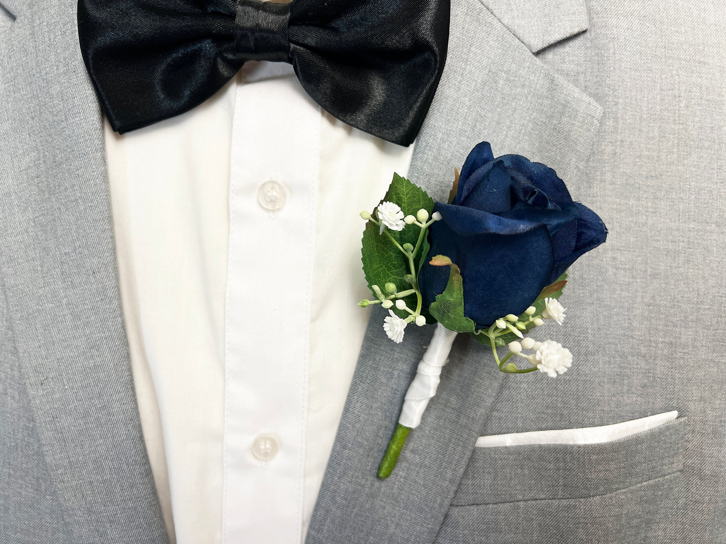Navy Blue Rose Boutonniere