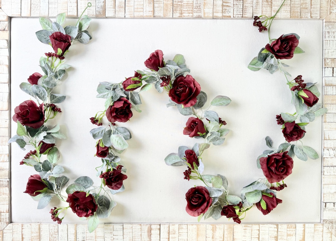 Burgundy Rose Garland: 8 Ft Wedding Arch Flowers & Greenery - Etsy