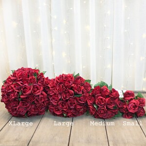 Red Silk Rose Wedding Bouquet Bridesmaid Bouquet 24 Garden | Etsy