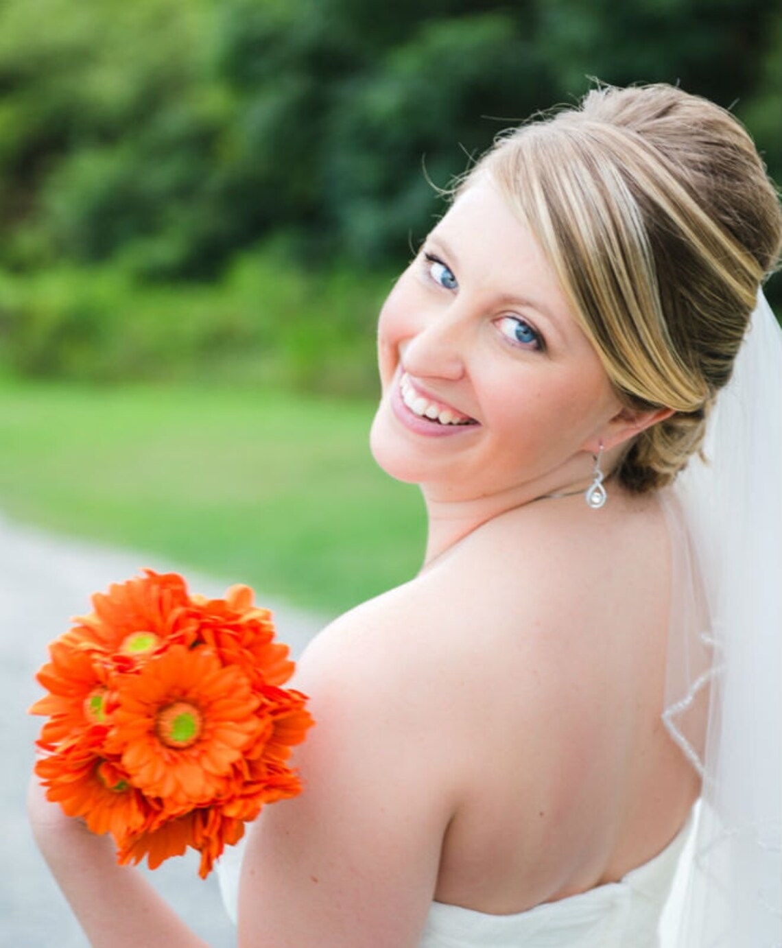 Tangerine Orange Daisy Bouquet Bridal Wedding Bouquet - Etsy