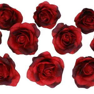 10 Red Rose Heads Silk Flower Wedding/reception Table Decorations Bulk ...