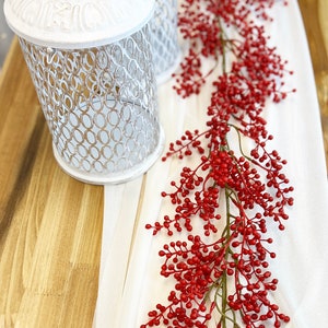 Red Berry Christmas Garland for Mantel | Farmhouse Christmas Decor - Etsy
