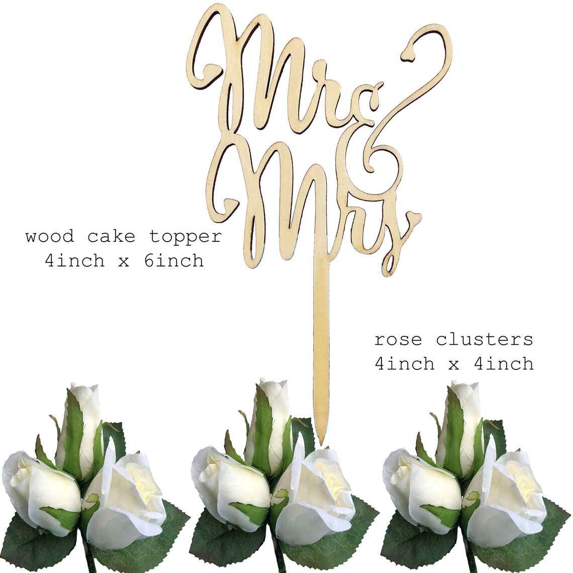 Wedding Cake Topper with Roses Decorations for Reception | Etsy