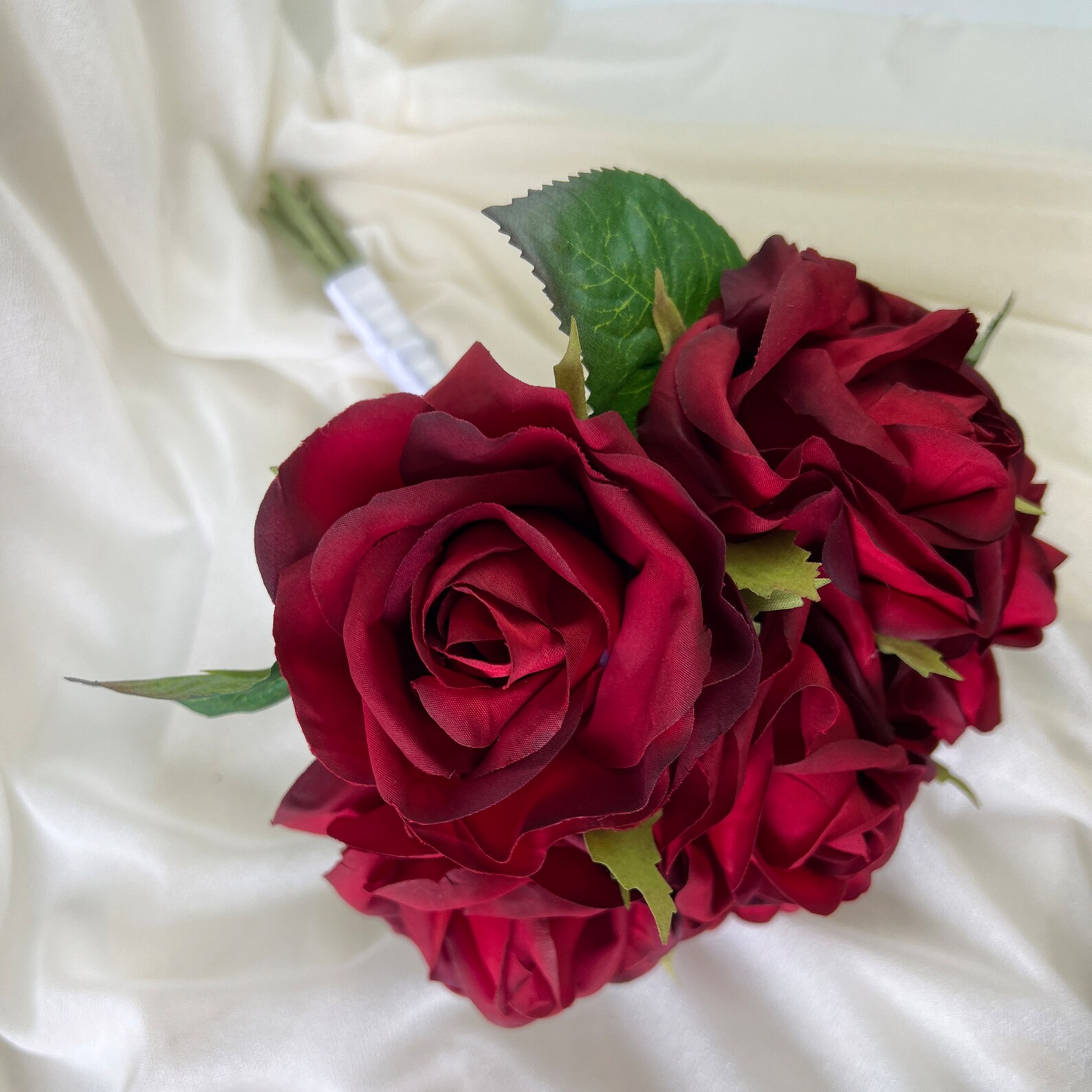 Red Rose Wedding Bouquet: Petite Satin Ribbon Flower Girl Toss Bouquet ...