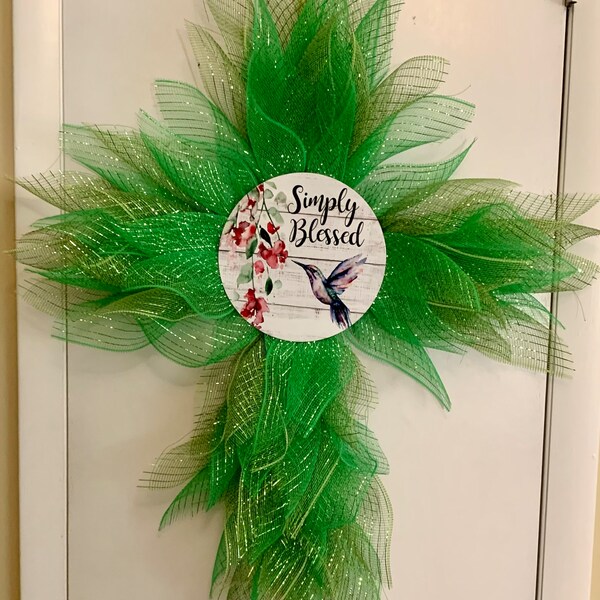 Mesh Cross Wreath - Etsy