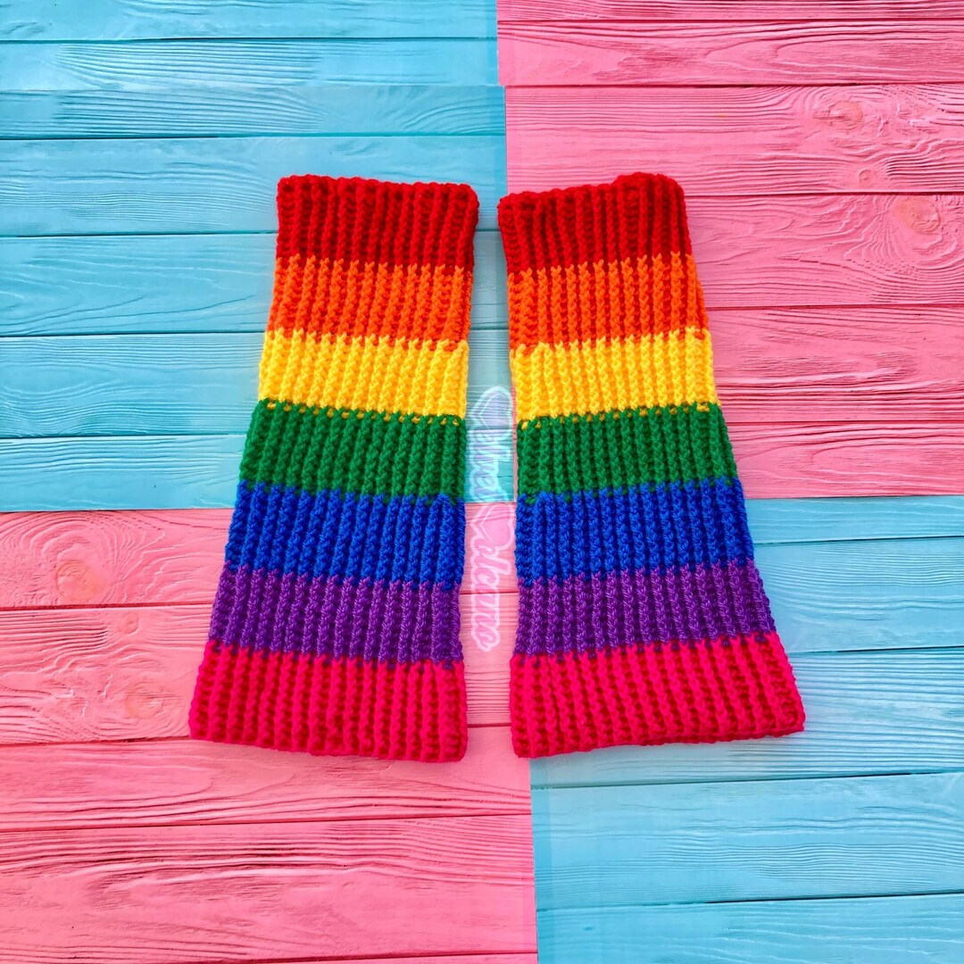 Rainbow Flared Leg Warmers, Striped Fluted Boot Covers, Colourful ...