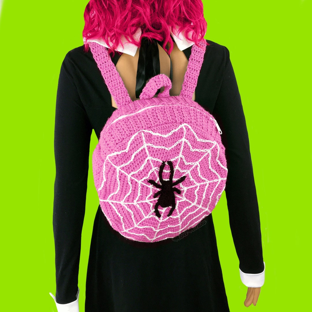 Spider Web Backpack, Custom Colour Crochet Backpack, Round Cobweb Bag ...