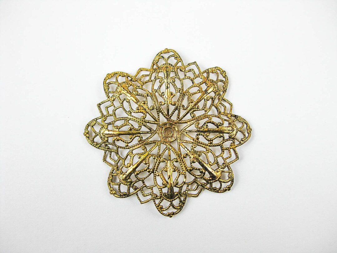 21 Pcs Antique Gold Filigree Flower, Dapt, Brass Metal Stamping, Metal ...