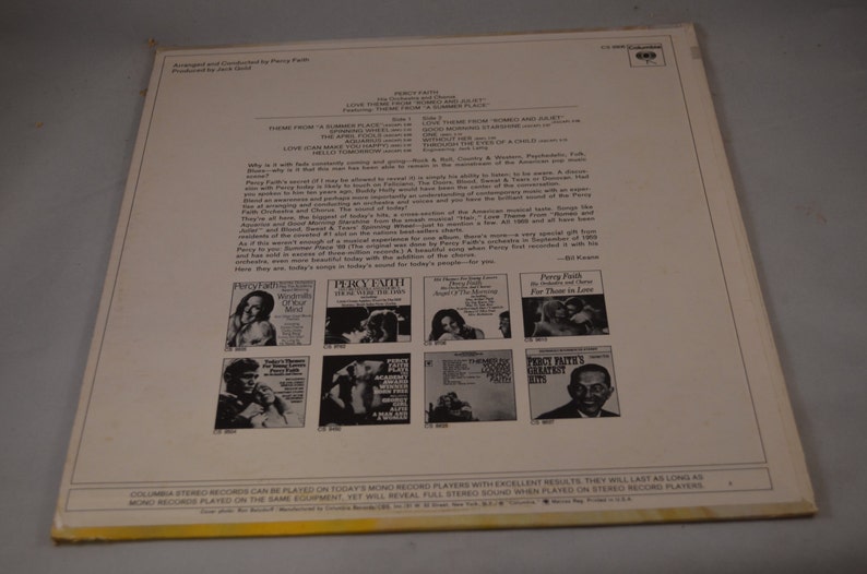 Vintage Record Percy Faith: Love Theme From Romeo and Juliet | Etsy